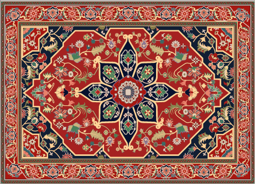 وکتور برداری فرش ایرانی همراه با قالی و طرح فرش سنتی - ایران طرح